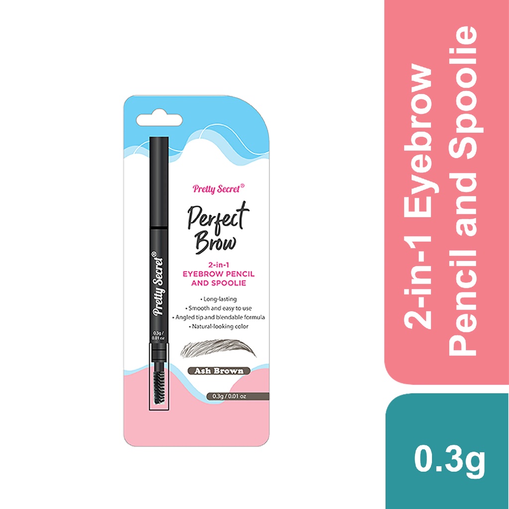 PRETTY SECRET 2-in-1 Eyebrow Perncil and Spoolie 0.3G- Ash Brown ...
