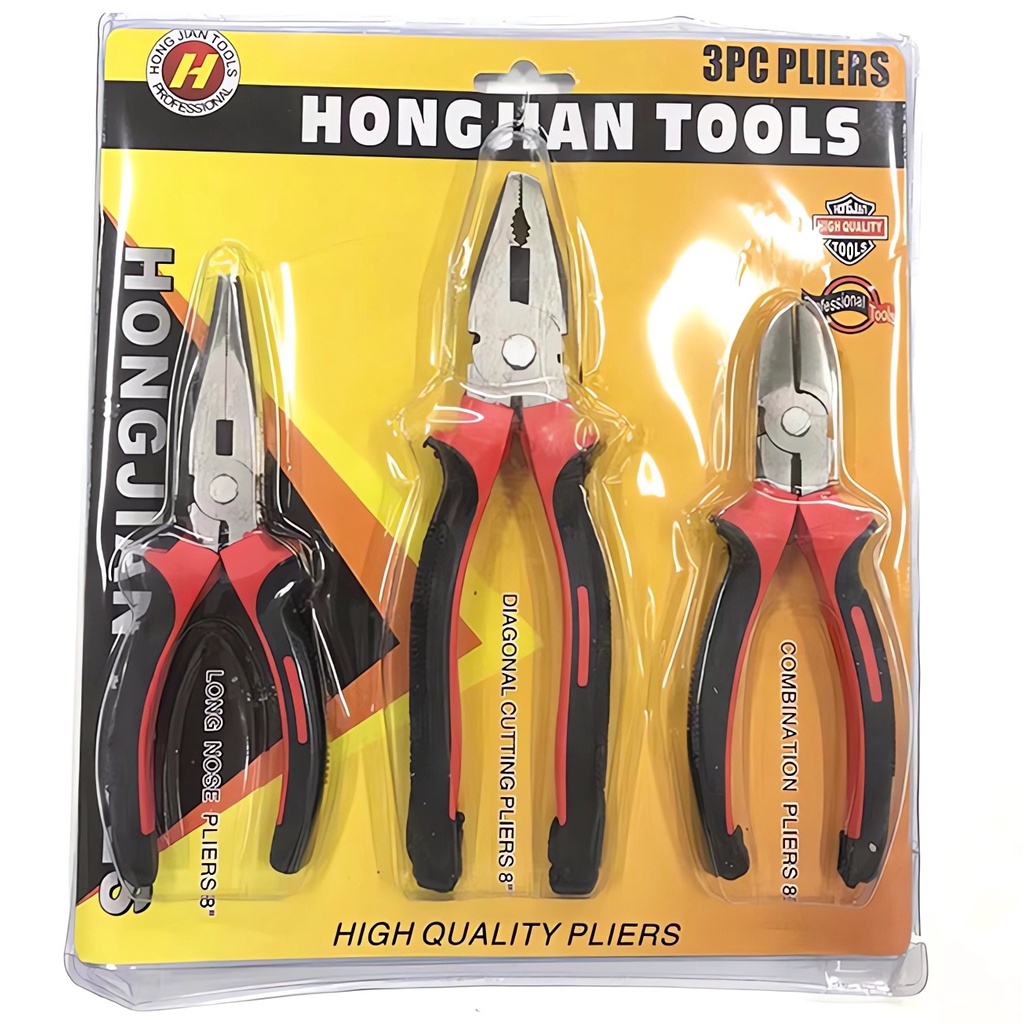 3 Pcs Pliers Set Cutter / Long Nose / Combination Pliers | Shopee ...