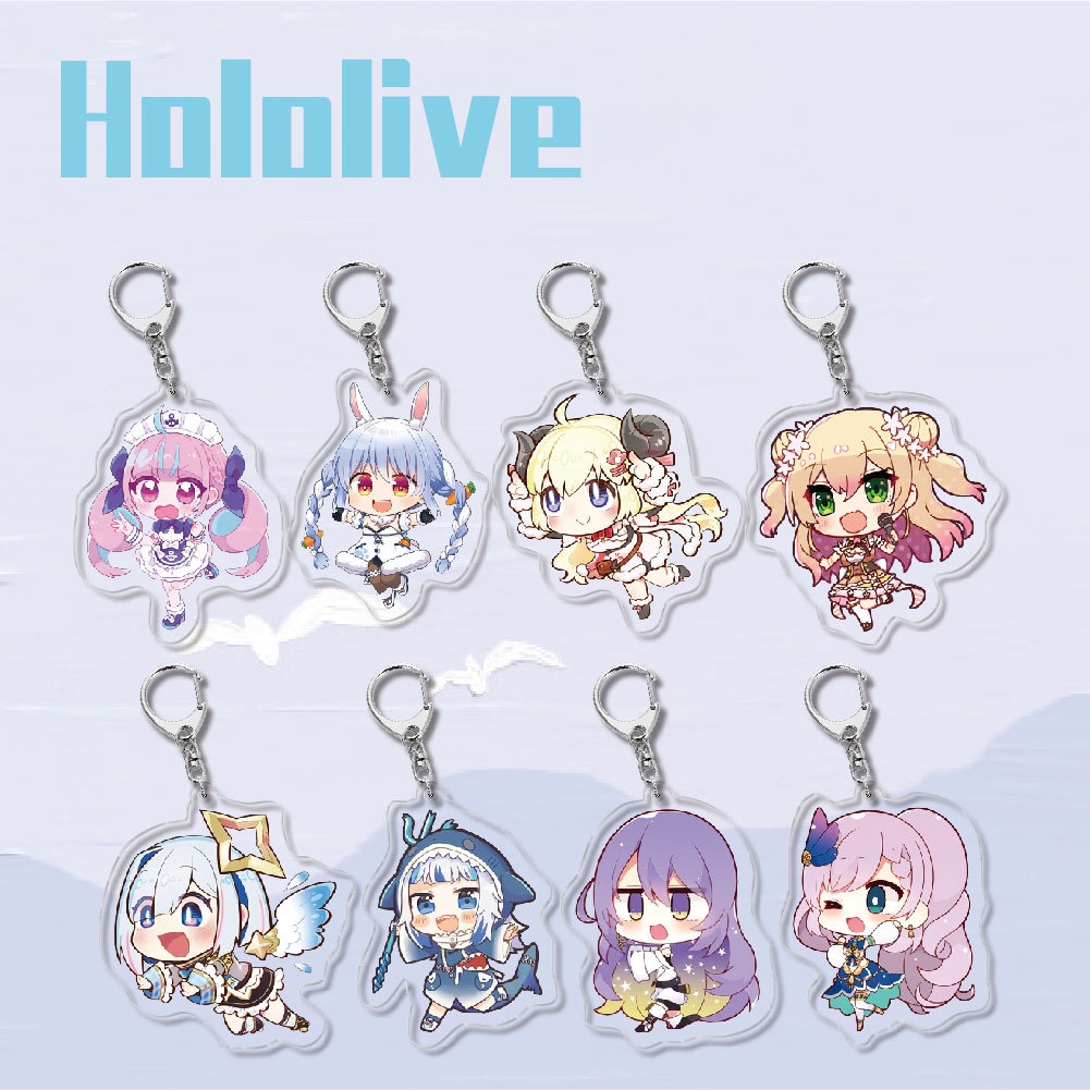 Newly Kawaii Anime Hololive Vtuber Cosplay Keychain Gawr Gura Watson ...
