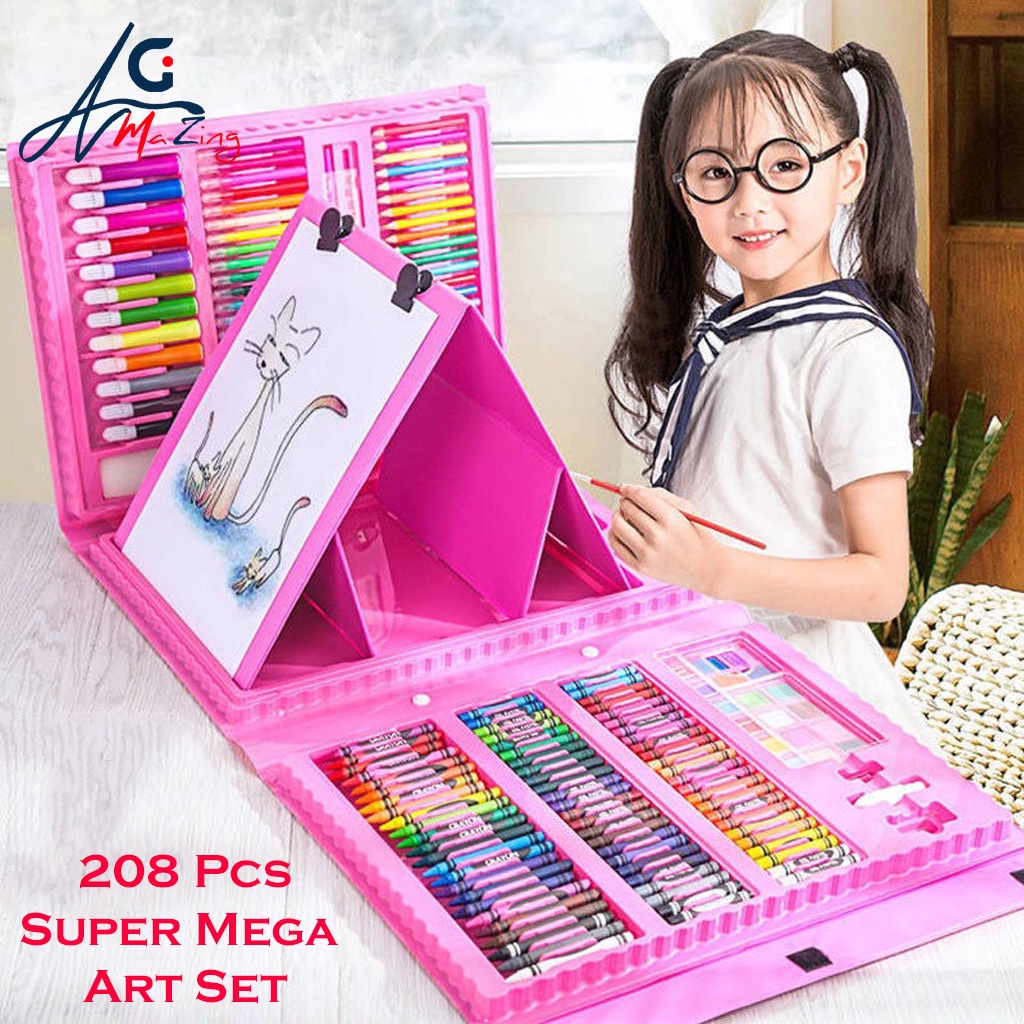 208 Pcs Kids Super Mega Art Coloring Set, Crayons Oil Pastels Color ...