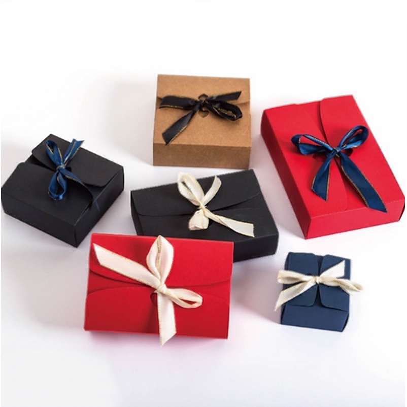 Foldable (Navy, Red) Kraft Paper Gift Box Cookie Candy Cake Baking Packaging Gift Boxes | Shopee ...