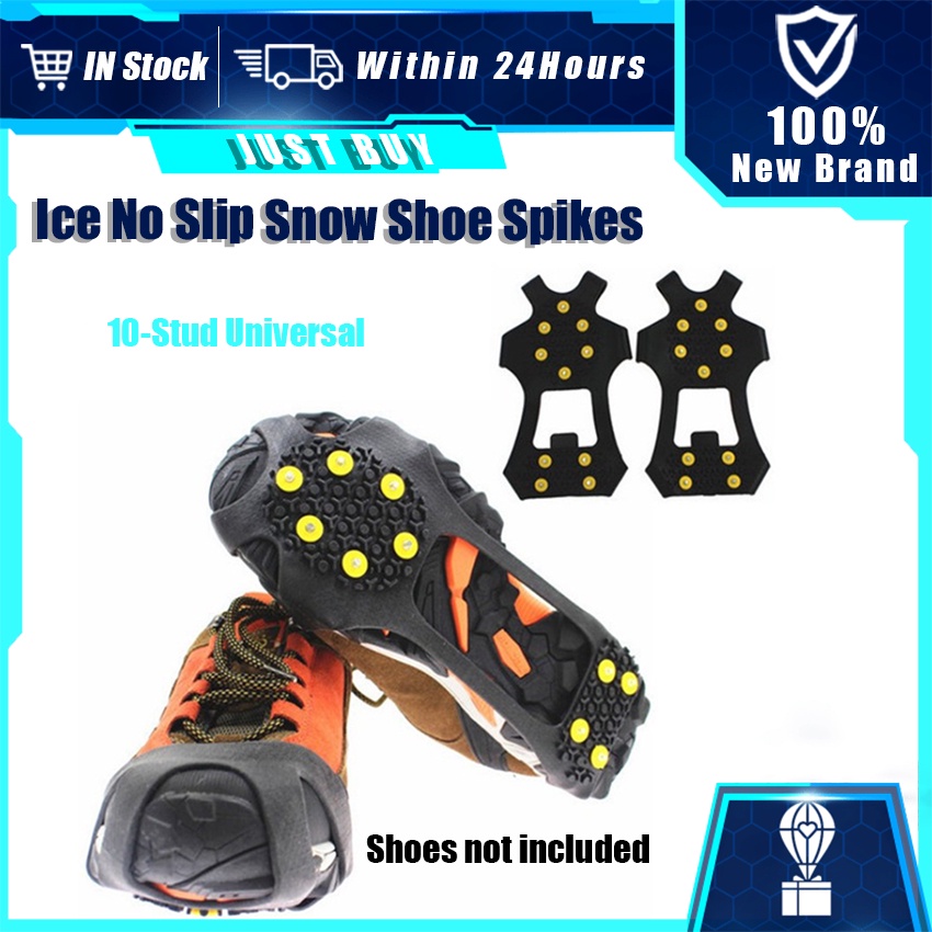 4 Size 10-Stud Universal No Slip Snow Shoe Spikes Grips Cleats Tactical ...