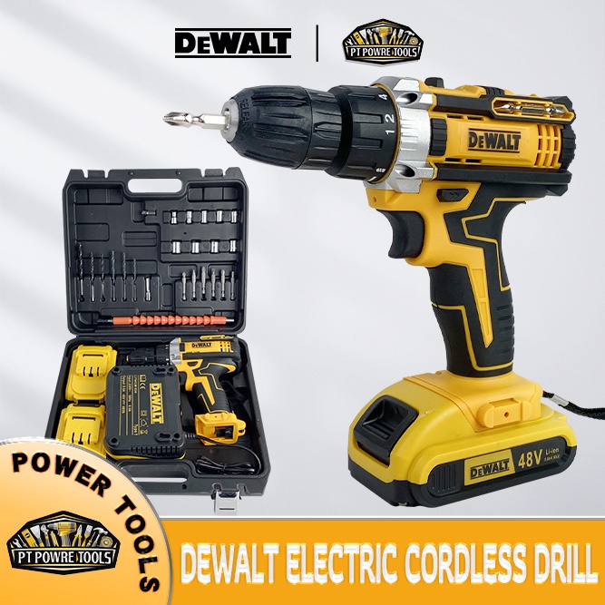 DeWALT 48V Cordless Electric Drill Impact Hammer 2X Double Speed Li-ion ...