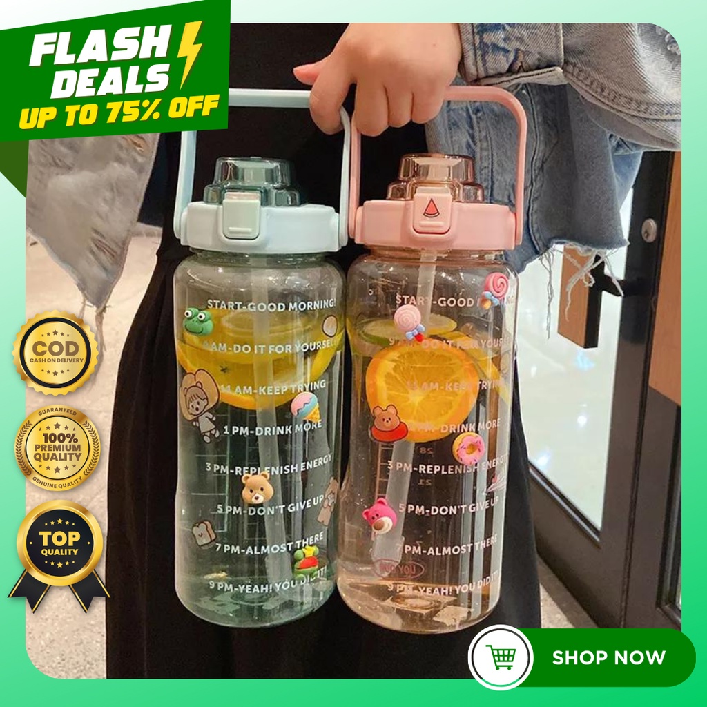 Original Trending Transparent 2L Jumbo Water Bottles pastel Sports ...