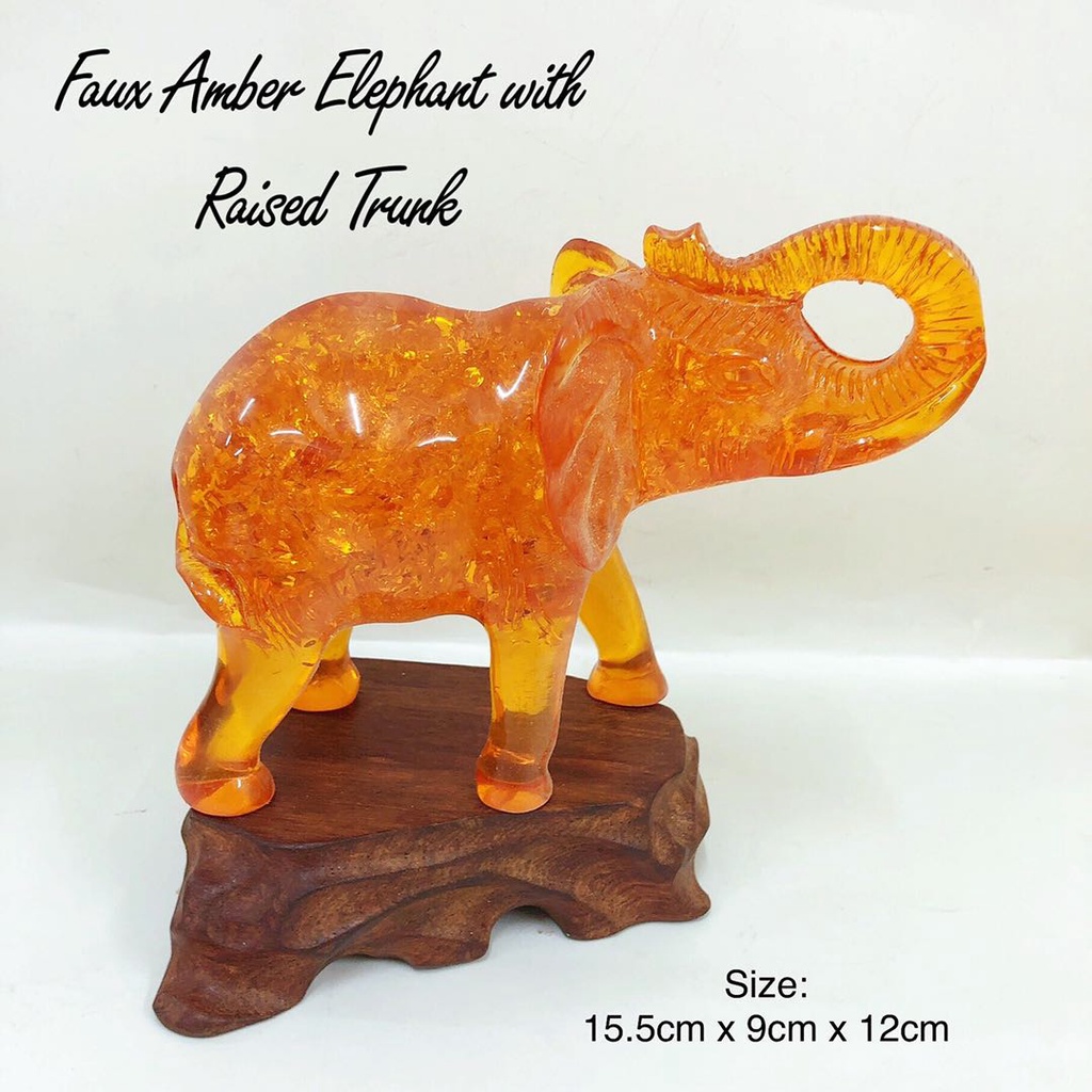 Fengshui Faux Amber Elephant with Raised Trunk | Shopee Philippines