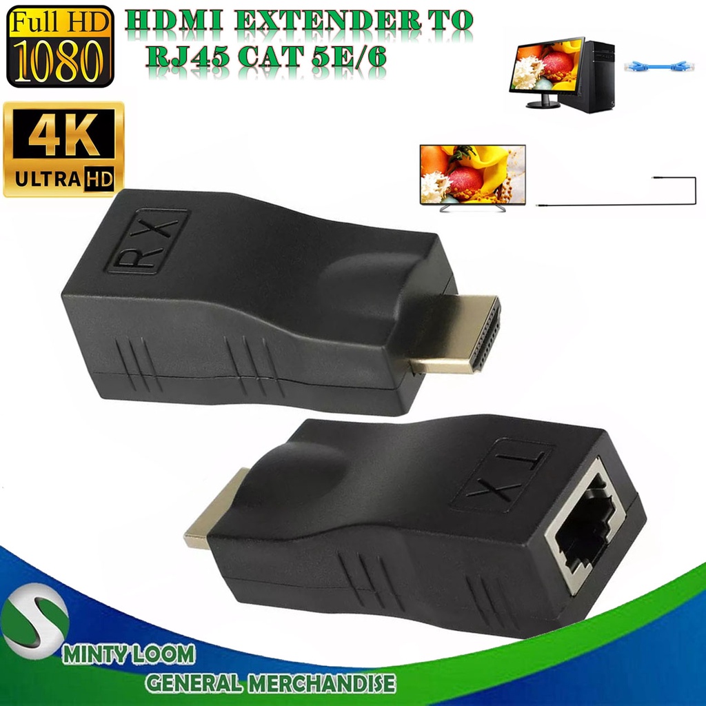2Pcs 4K 1080P HDMI Extender to RJ45 Over Cat 5e/6 Network LAN Ethernet ...