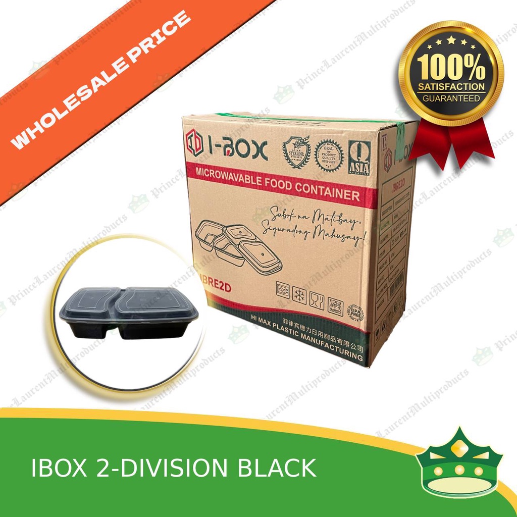 [150 pcs] iBox brand 2 division microwavable bento boxes black body ...