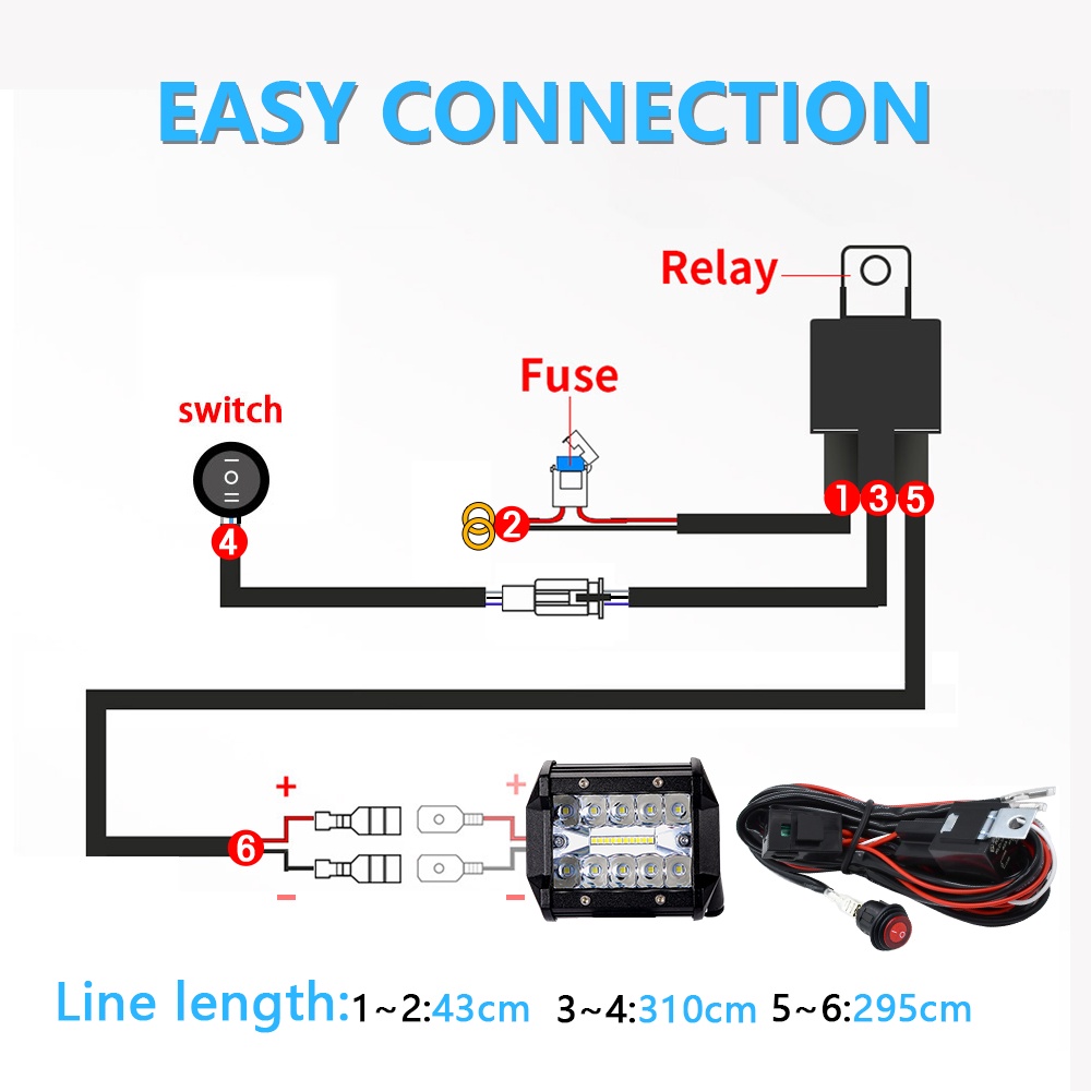 Car Led Light Bar Wire Driving Fog Lights Wiring Harness Relay Loom LED ...