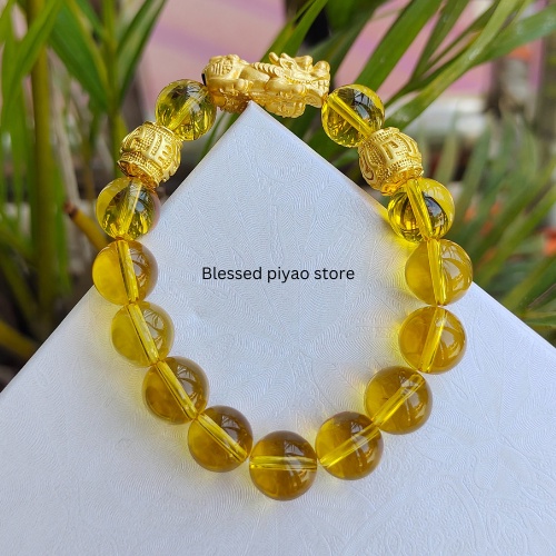 Feng Shui Natural Stone Citrine Vermiel Gold-Filled of 18K Real Gold ...