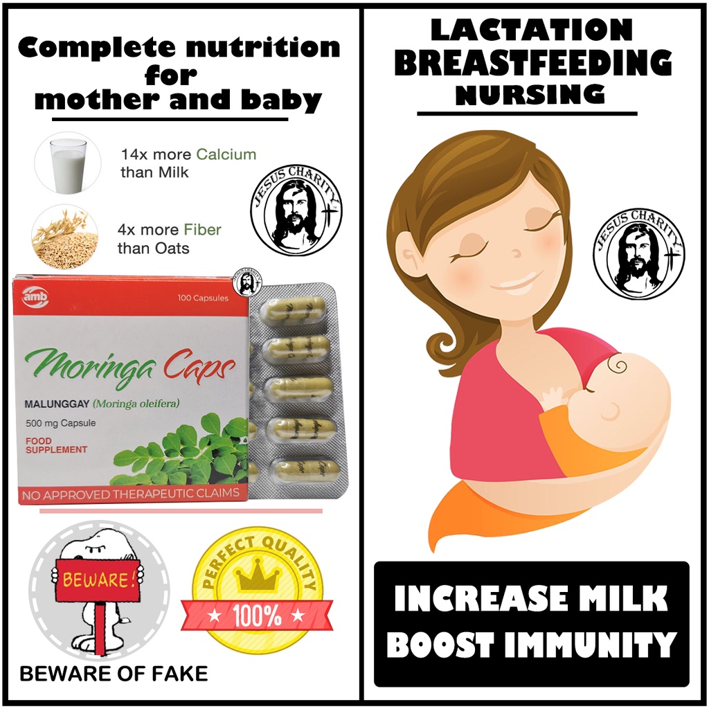 LACTATION NURSING CAPSULE (malunggay capsule) - Moringa caps 500mg x ...