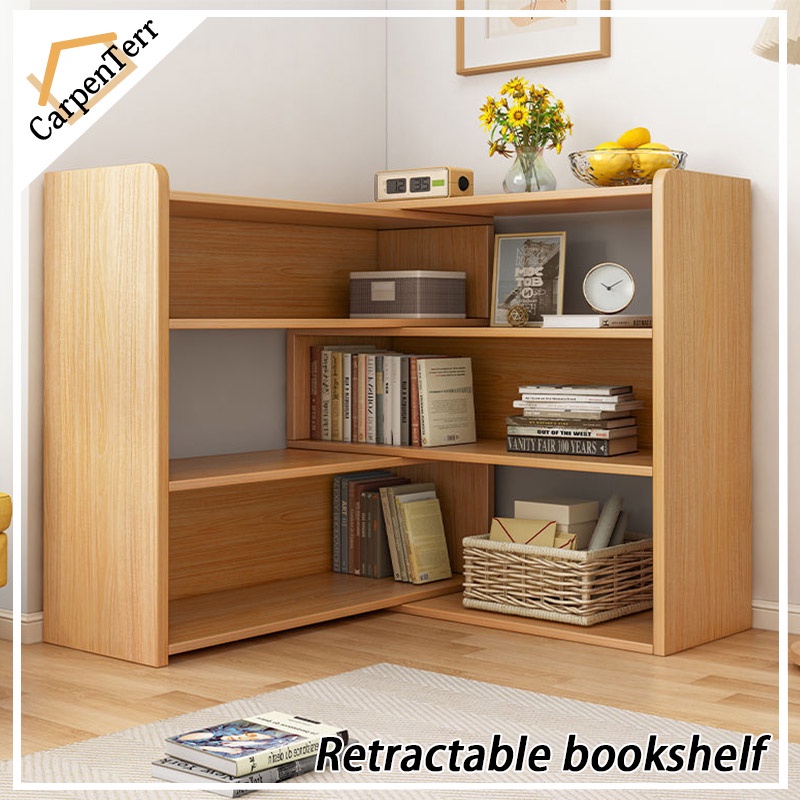 Retractable Bookshelf Simple Shelf Floor Bookcase Home Corner Display Cabinet Storage Rack