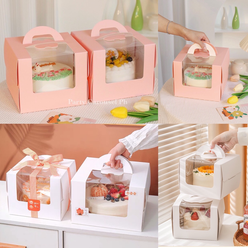 Portable Cake Box | Cake Box w/ Window & Handle (5pcs) | Shopee Philippines