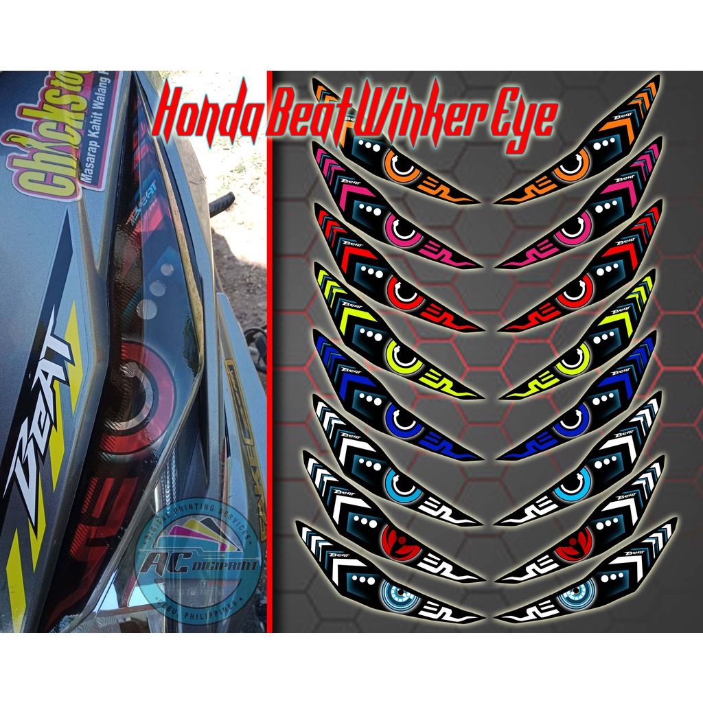 Honda Beat Winker Eye / Owl Eye Sticker Transparent / Sold as pair ...