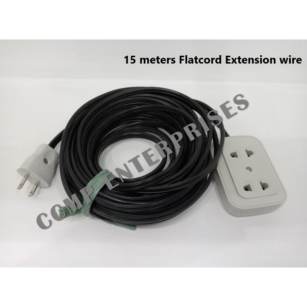 15 meters Heavy Duty Extension Cord wire (2)Two Gang flat cord #16 ...