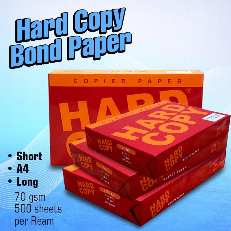 Hard Copy 70gsm Bond Paper Ultra White Inkjet For School And Office Use ...
