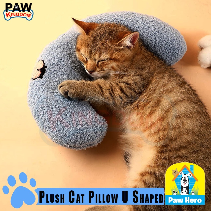 Pet Cat Pillow PP Cotton Filling Cervical Spine Protection Plush Cat ...