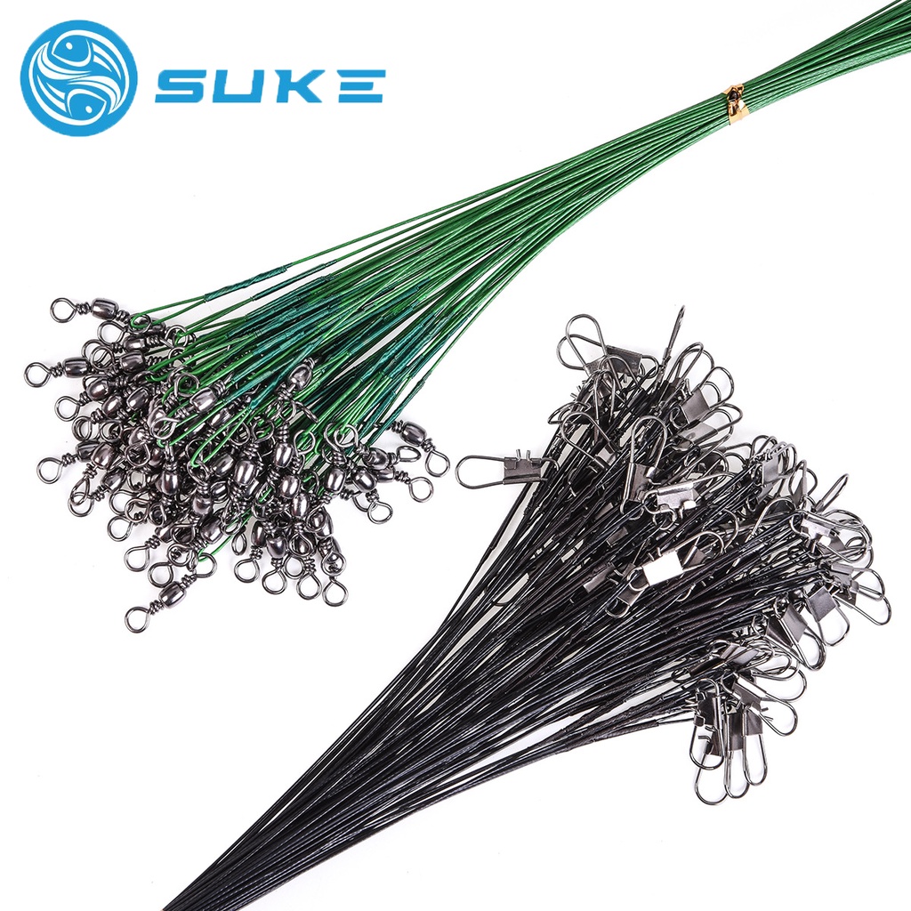 20pcs Fishing Wire Leaders With Snap and Swivel Stainless Steel Fishing ...