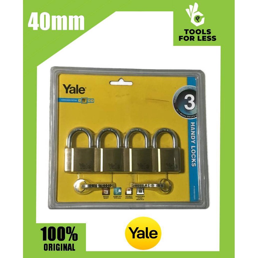 Yale P110 Series 4 pcs. Keyed-Alike Brass Padlock 40mm | Shopee Philippines