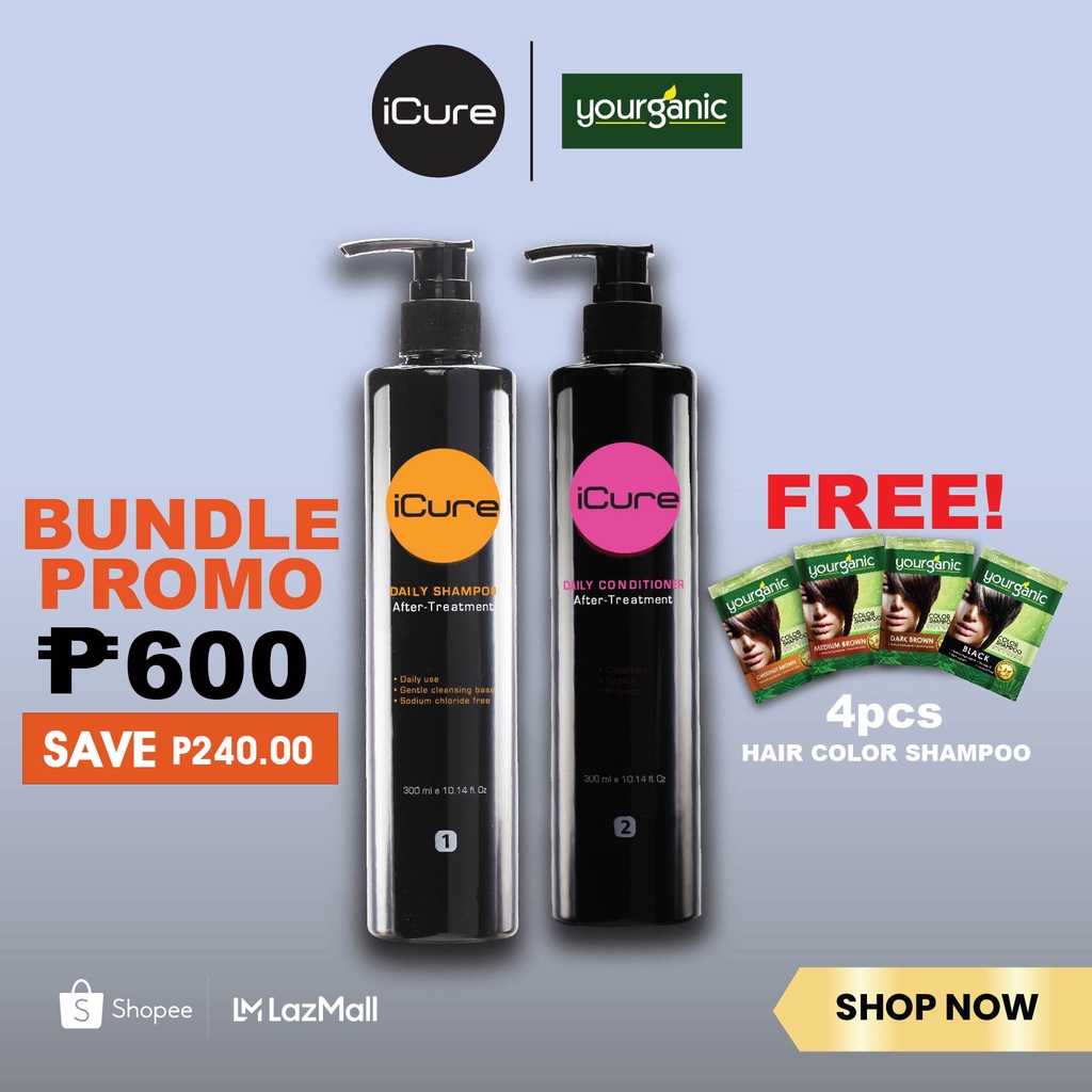 iCure Bundle of 2 FREE 4 Yourganic Color Shampoo | Shopee Philippines