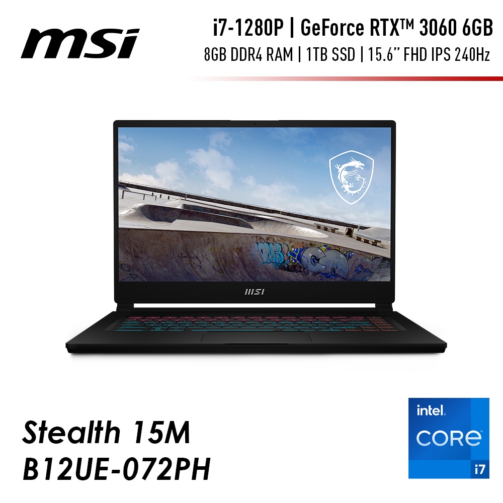 MSI Stealth 15M B12UE-072PH Gaming Laptop (i7-1280P / RTX3060 / 8GB ...