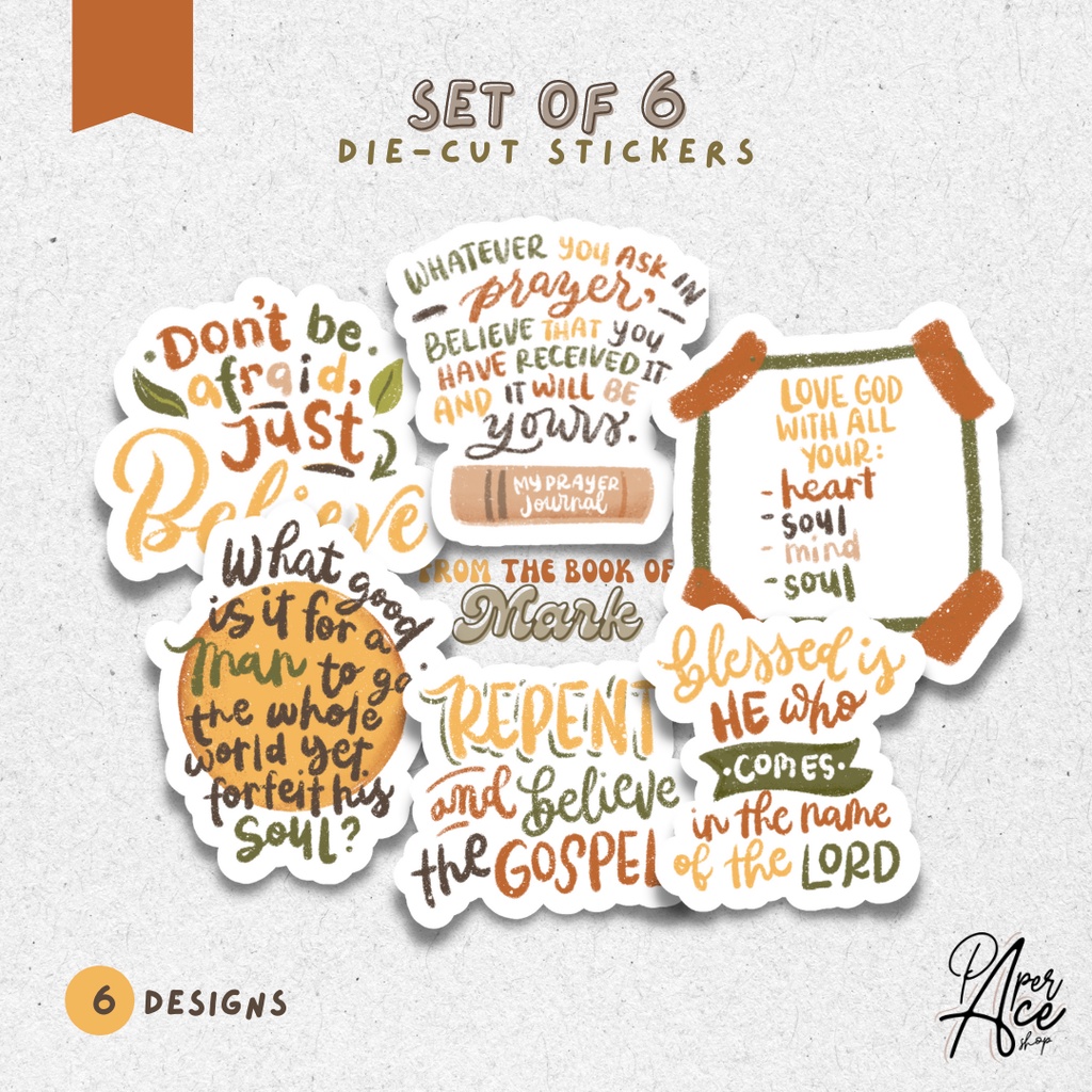 6 pcs. Stickers | From the Book of Mark | DC016 | bible journaling ...