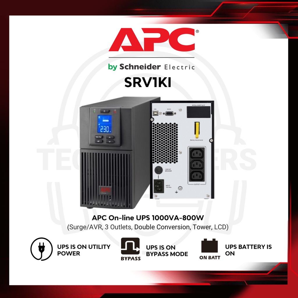 APC Easy On-line UPS 1000VA/800W SRV1KI (3 Outlets, Double Conversion) | Shopee Philippines
