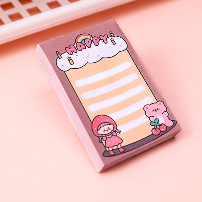 Cartoon Girl Sticky Notes 80Sheets Label Sticker Memo School Supplies ...