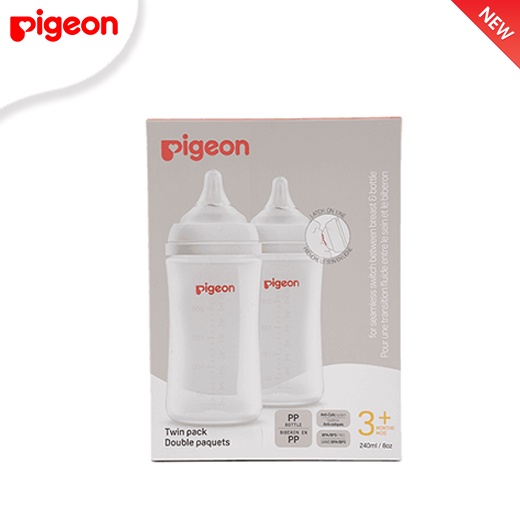 Pigeon Official- New and Improved Wideneck PP Feeding Bottle 240ml, medium flow, 2pcs in a box ...