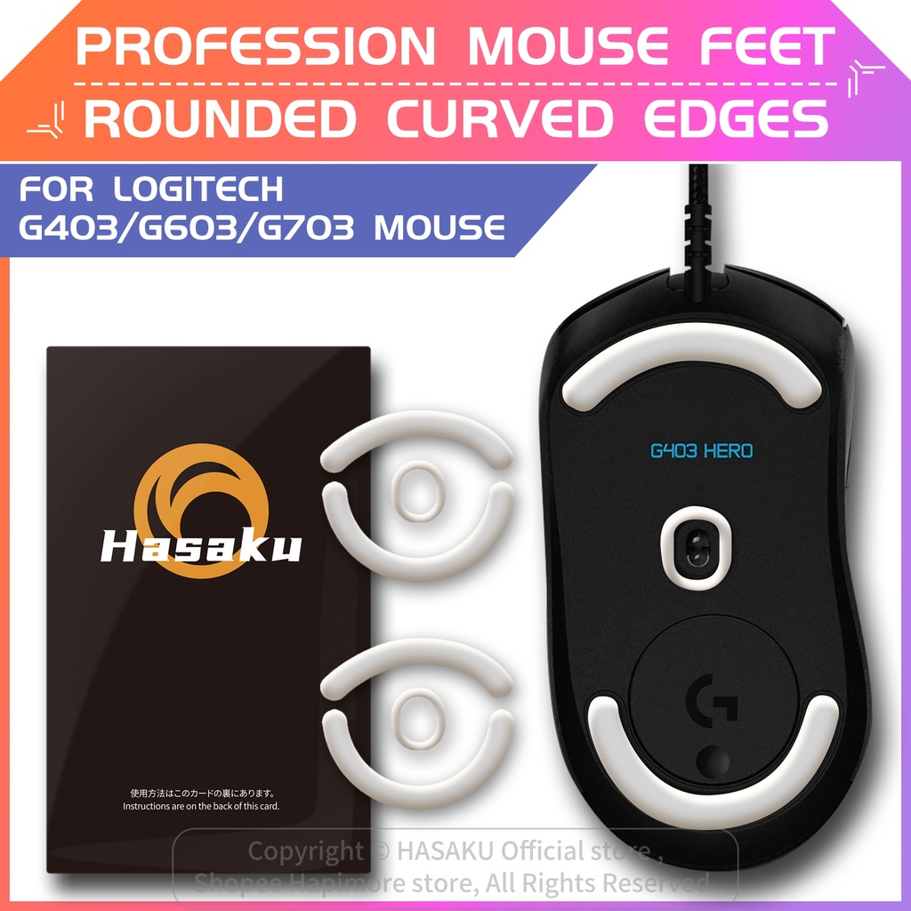 2Sets HASAKU Rounded Curved Edges Gaming Mouse Feet Skates for Logitech ...