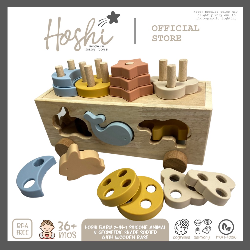 Hoshi Baby 2-in-1 Silicone Animal and Celestial Shape Sorter with ...