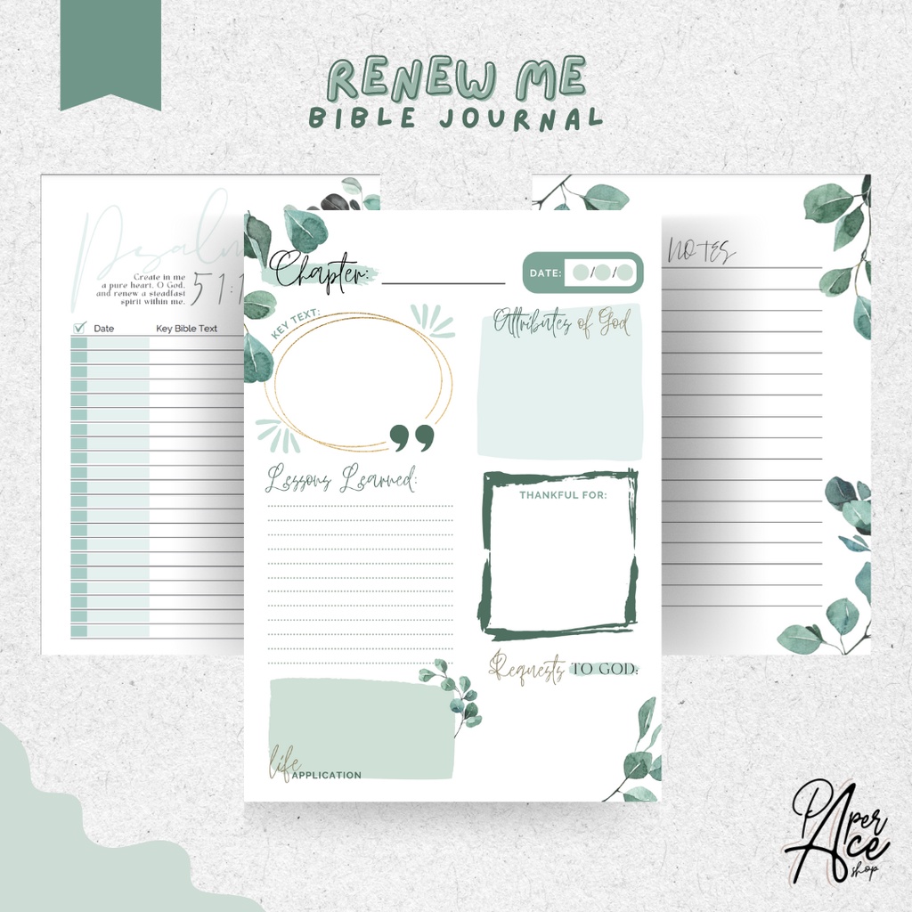 Bible Study Journal | Renew Me | Bible Study Guide | Journal Notebook ...
