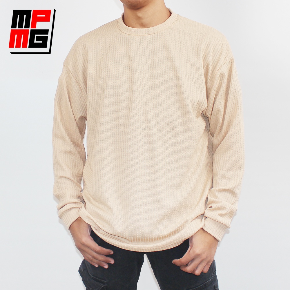 MPMG Pullover Long Sleeve Shirt Waffle Knit Tee | Shopee Philippines