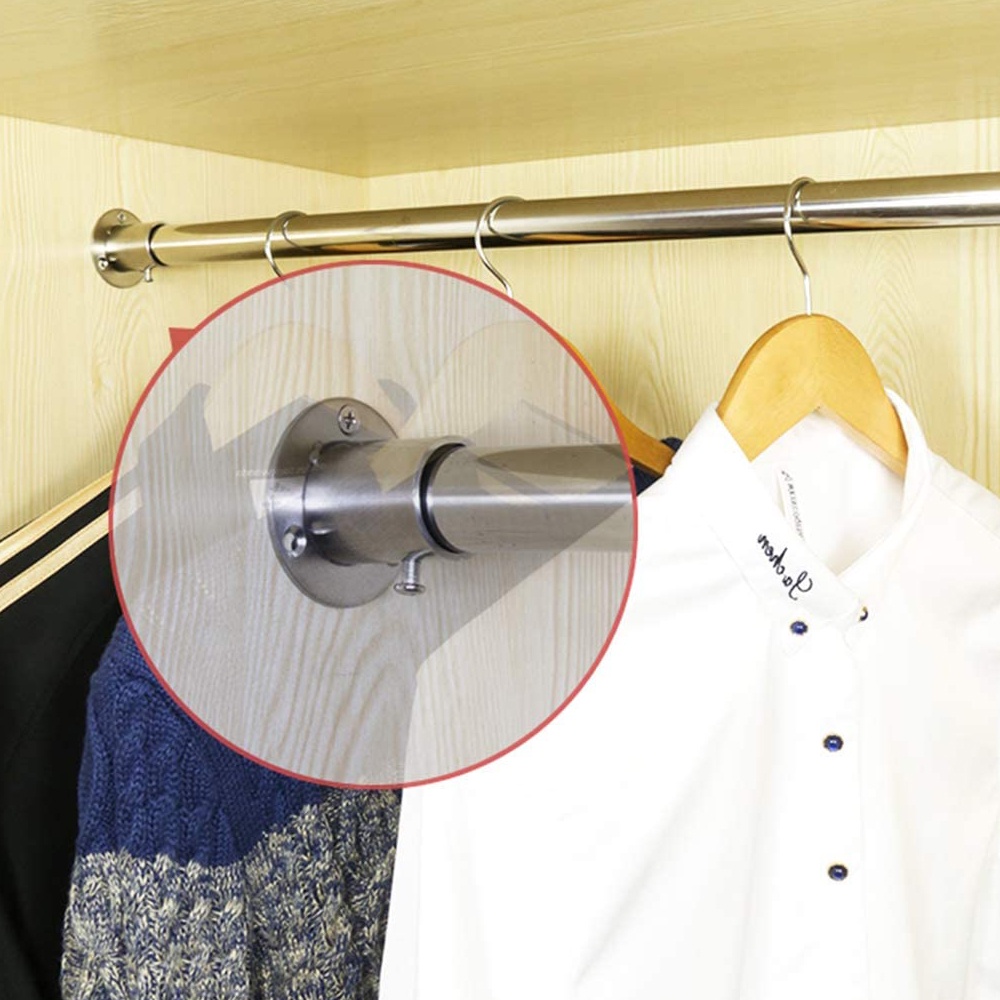 2 Pieces Stainless Steel Round Tube Bracket, Rod Flange Set, Wardrobe ...