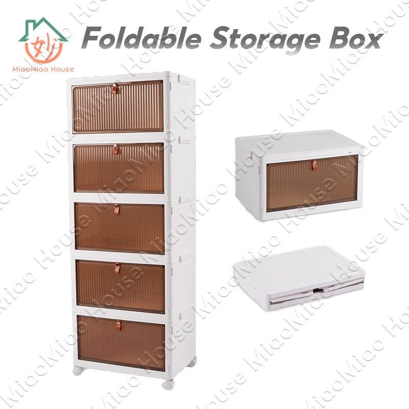 Big Size Foldable Storage Box 4 Wheels Stackable Storage Bin with Lid ...