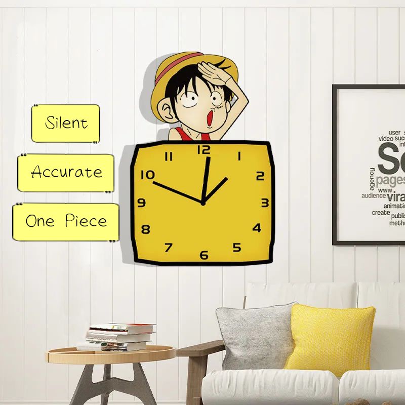 One Piece Anime Silent Wall Clock Hanging Orasan for bedroom Living ...