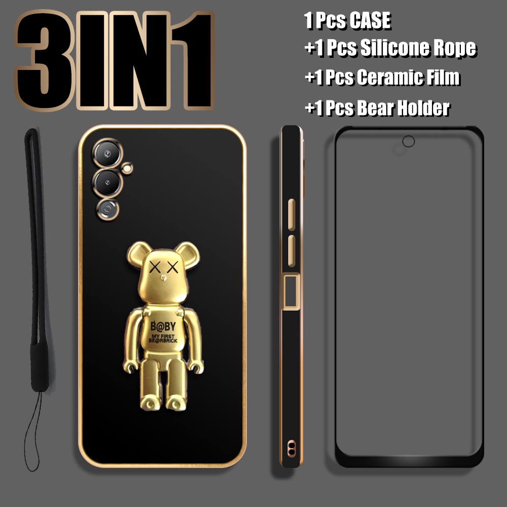 3 IN 1 For Tecno Pova 4 Tecno LG7n Case Luxury Electroplating Soft ...