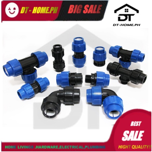 PER PCS PE Compression Fittings for pe and pvc pipes 1/2" 3/4" 1" elbow ...