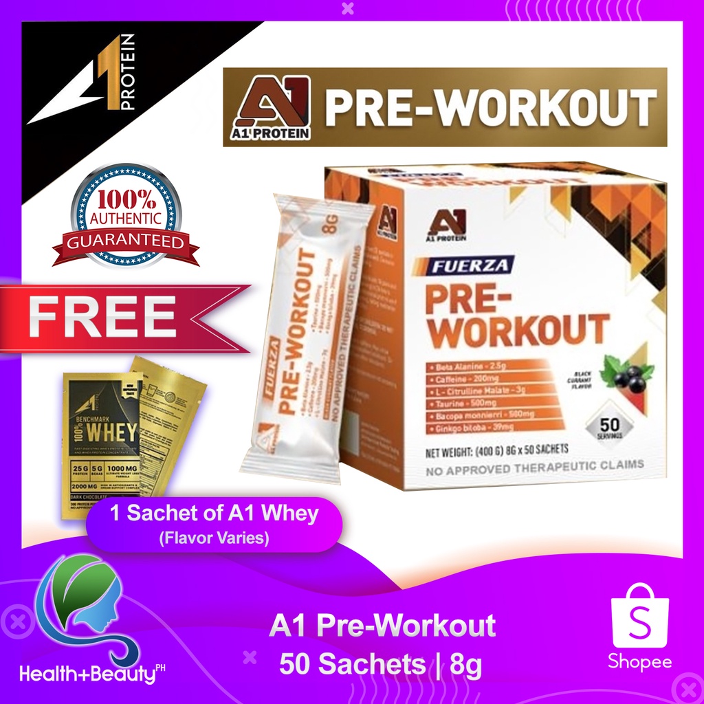 A1 Protein Fuerza Pre-Workout Drink 50 sachets (FREE 1 SACHET OF A1 ...