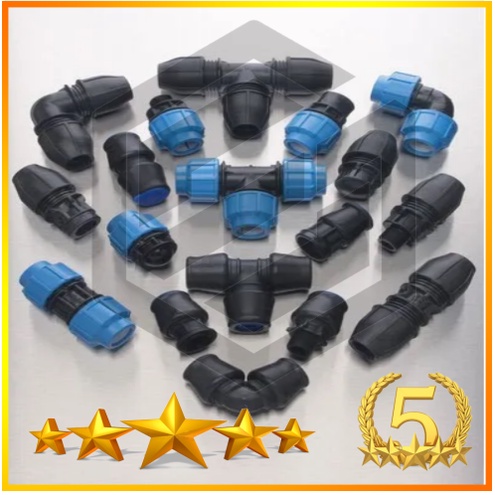 PER PCS PE Compression Fittings for pe and pvc pipes 1/2 , 3/4 , 1 elbow tee coupling adapter ...