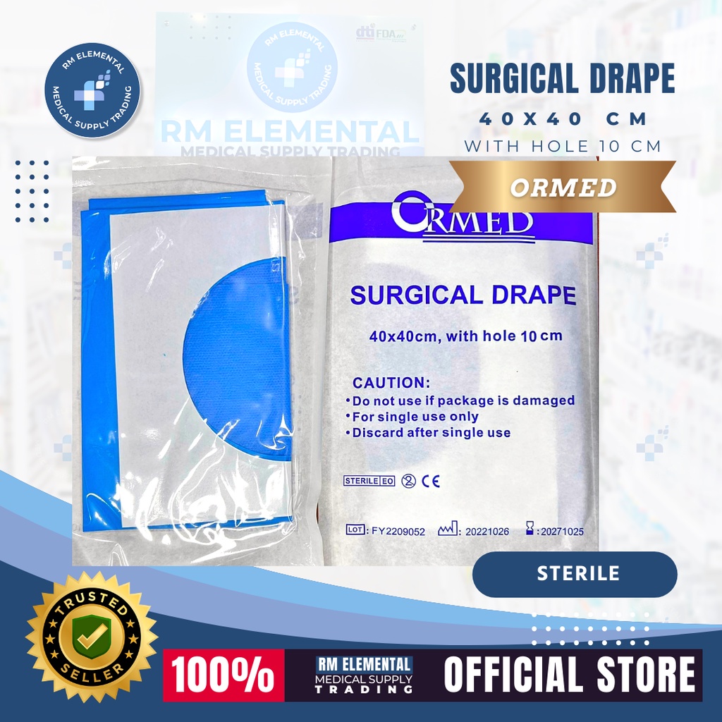 (10's) Surgical Drape ORMED Sterile 10pcs 40x40 w/ 10cm Hole Disposable ...