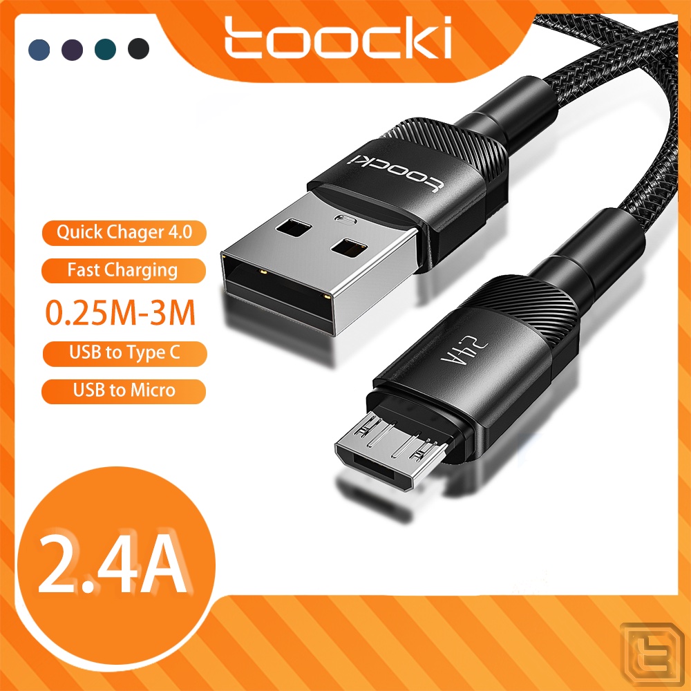 Toocki Micro USB 2.4A Fast Data Charging Cable Cord 100W Type C Super ...