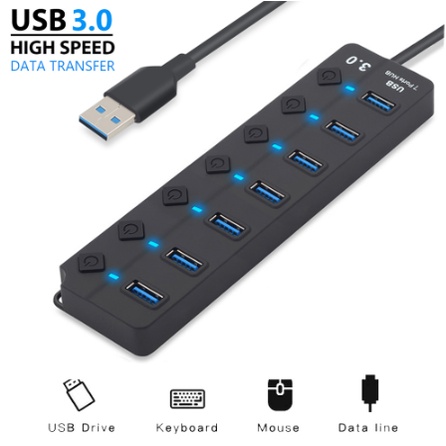 7-port USB port expansion with switch 3.0 hub Ultra high speed USB hub ...