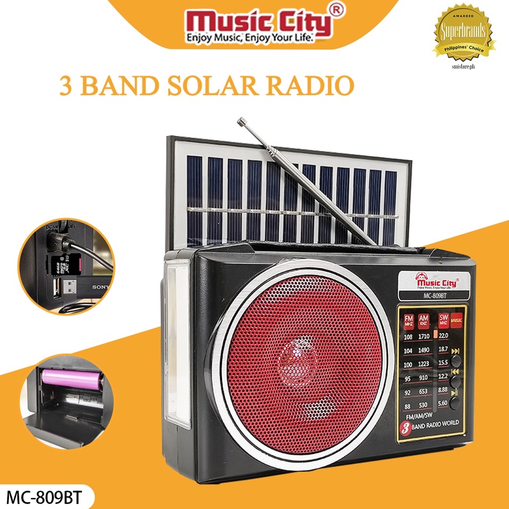 Solar Bluetooth Radio Rechargeable Radio with Emergency Light With 3 ...