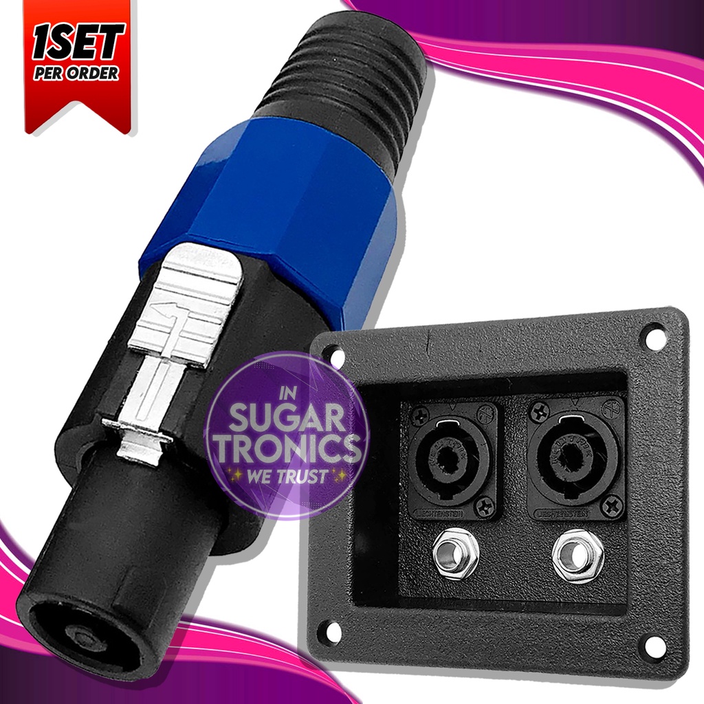 2 Speakon Jack Terminal Speaker Box Back Plate With Speak-On Plug 4 Pin ...