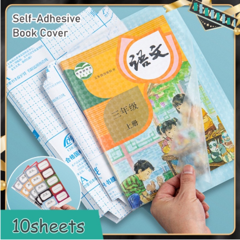 10 Sheets Self-adhesive Book Wrap Book Cover Film Diamond Wrapper ...