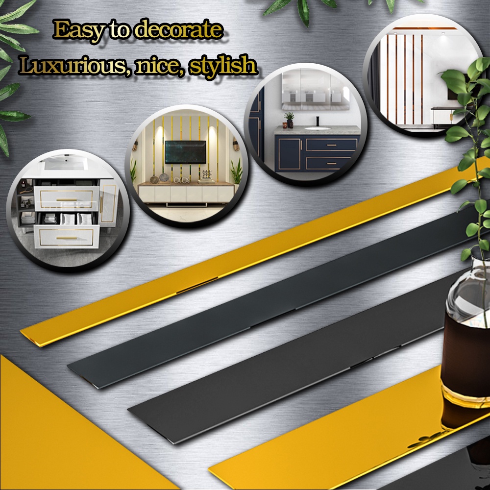 8k Metal Mirror Decorative Strip Tainless Steel Self-Adhesive DIY Flat ...