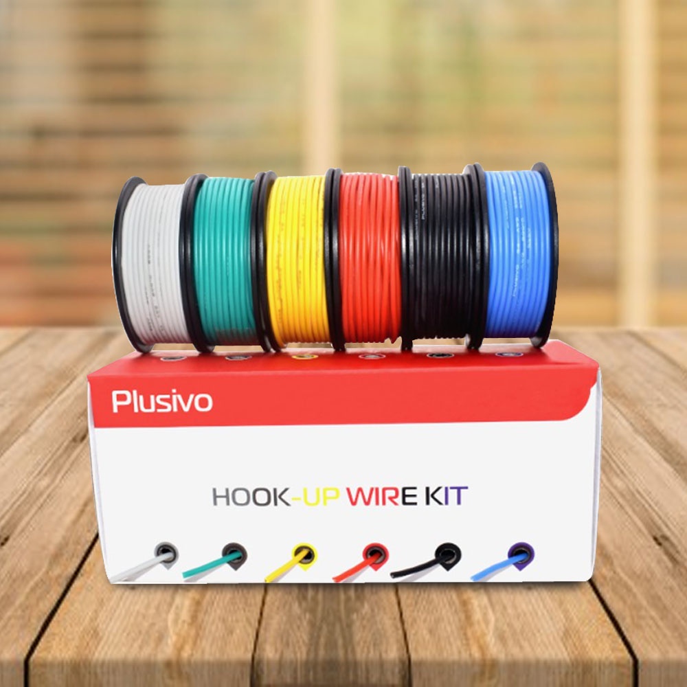 Hookup Wire Kit (6 colors, 9 m each, AWG 24 Stranded Wire) Silicone ...