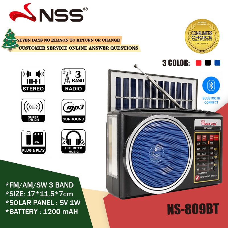 NSS Solar Radio am fm SW 3 Band Bluetooth Radio with Emergency Light ...