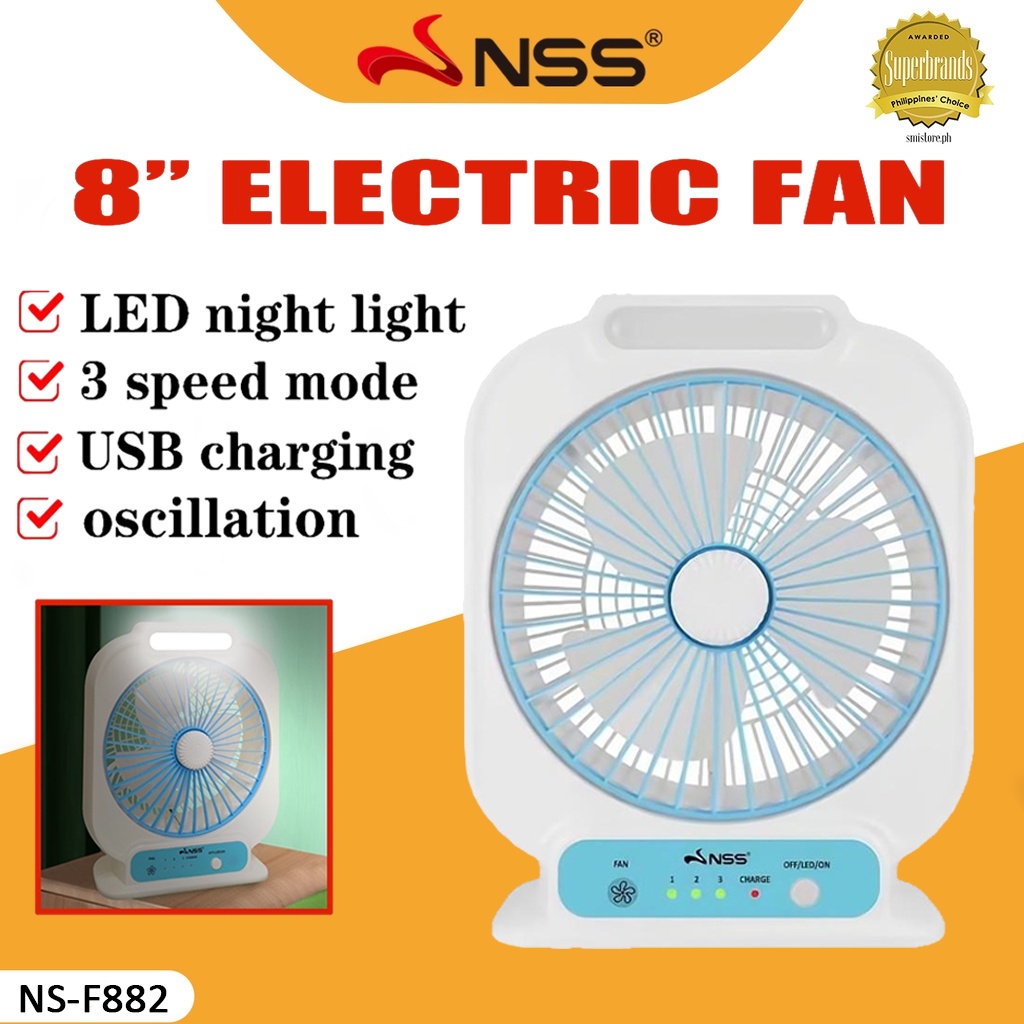 Rechargeable fan with LED desk Lights 3-speed mini desktop fan easy ...