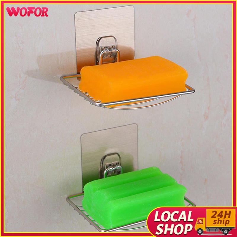 No Hole Drain Soap Rack Kitchen Bathroom Universal Wall Hung Stainless ...